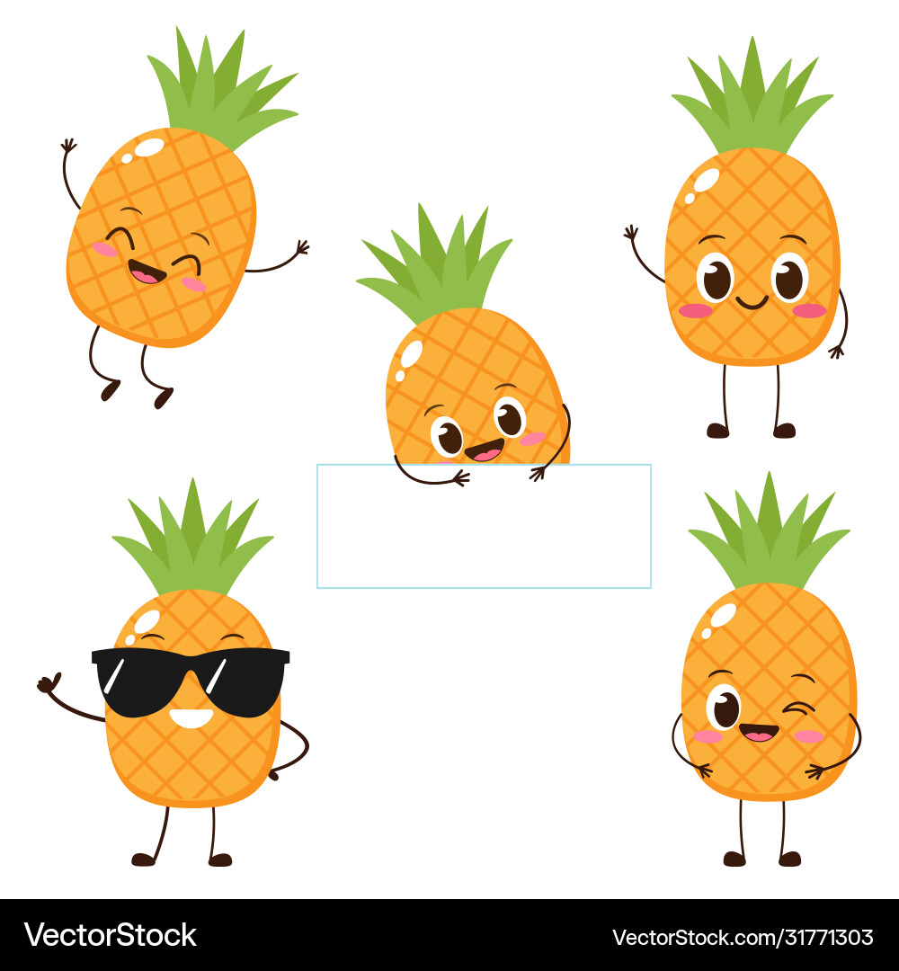 Happy Pineapple Character Royalty Free Vector Image