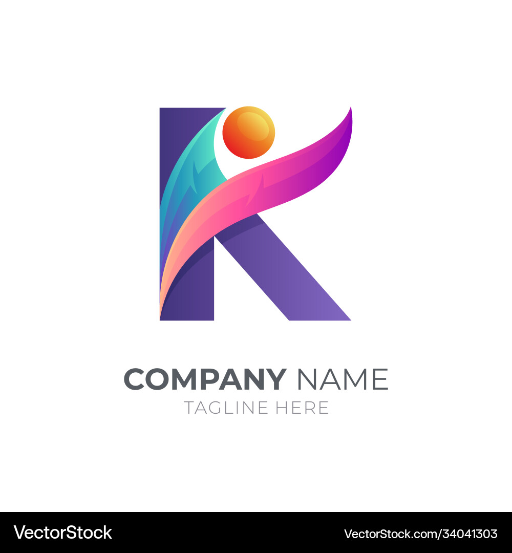 Letter k people logo Royalty Free Vector Image