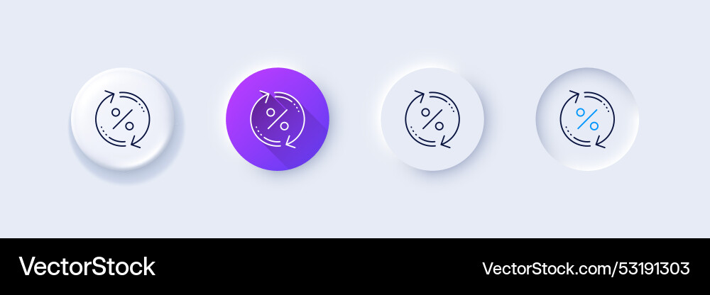 Loan percent update line icon discount sign Vector Image