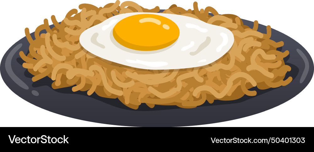 Mie goreng fried noodle with egg art Royalty Free Vector