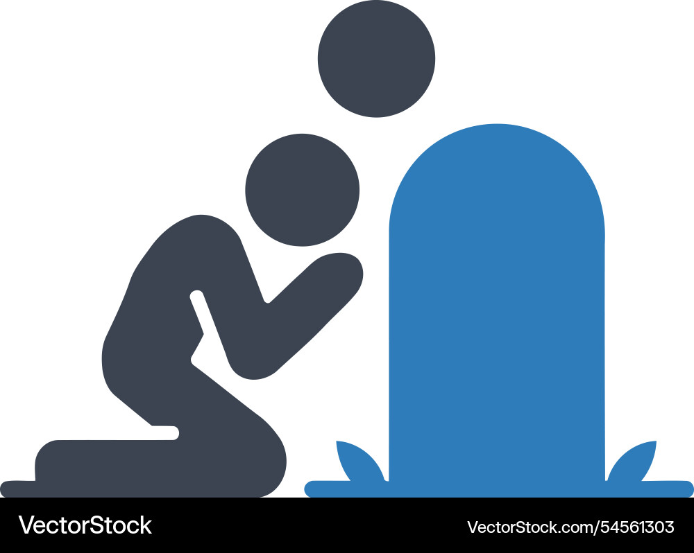 Mourning at grave icon on white background Vector Image