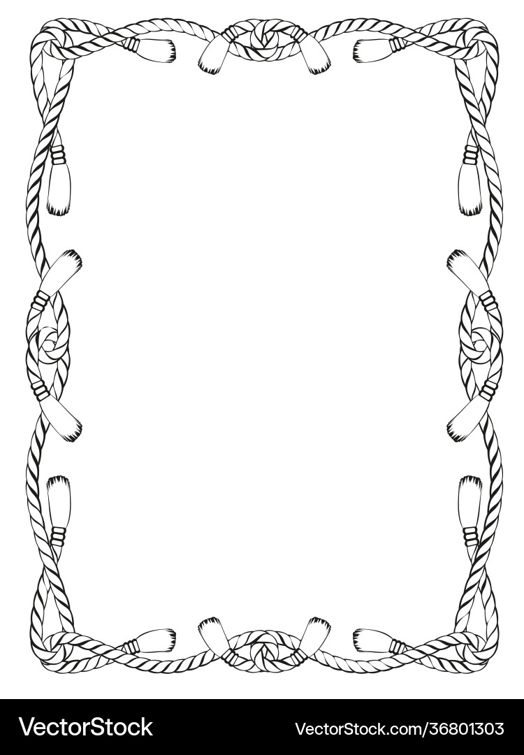 Rope knot frame black and white isolated Vector Image