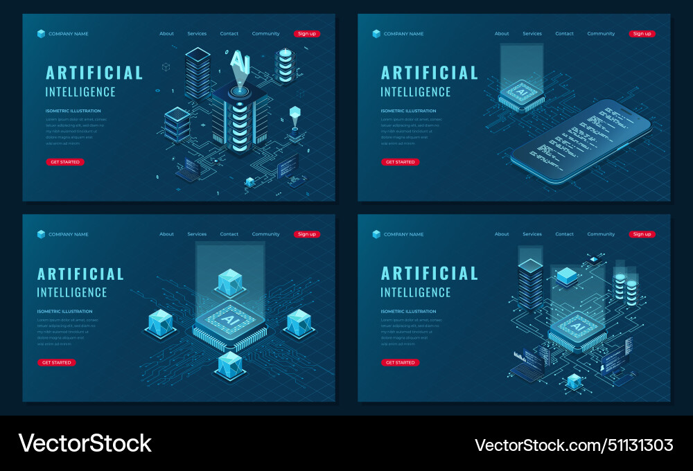 Set of isometric landing page template modern Vector Image