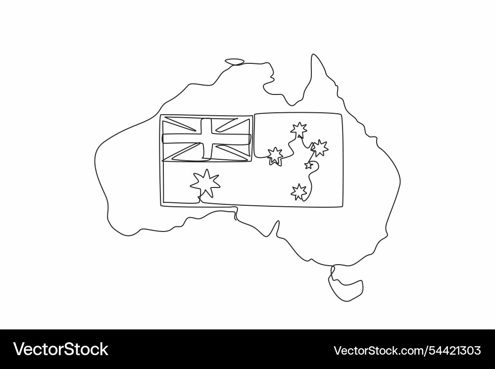 Single continuous line drawing australian flag Vector Image