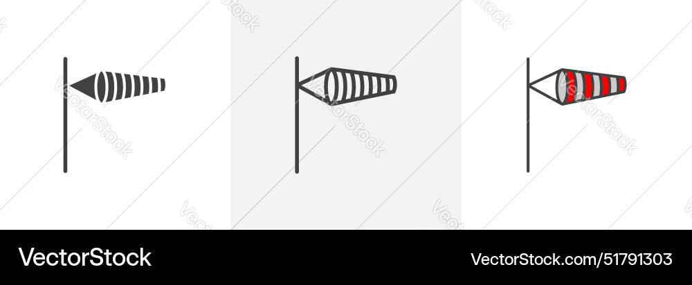 Windsock icon set windvane flag symbol wind speed Vector Image