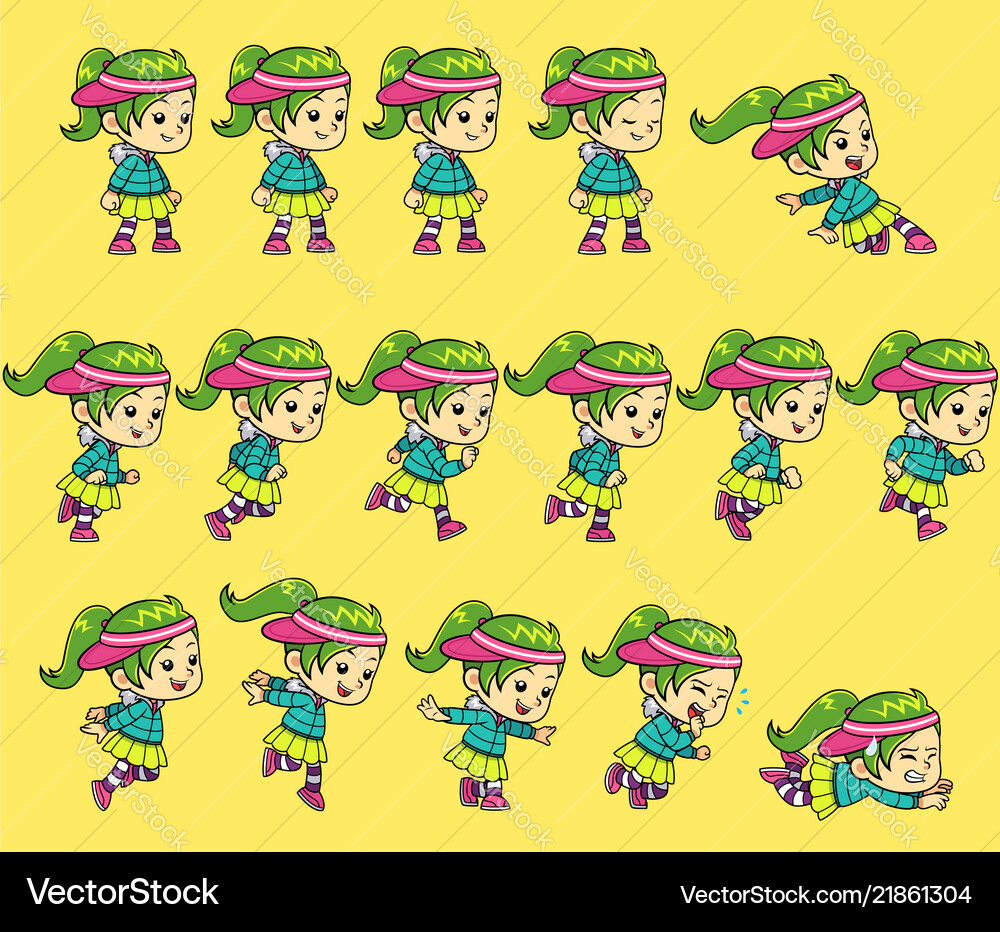 Dance girl game sprites Royalty Free Vector Image