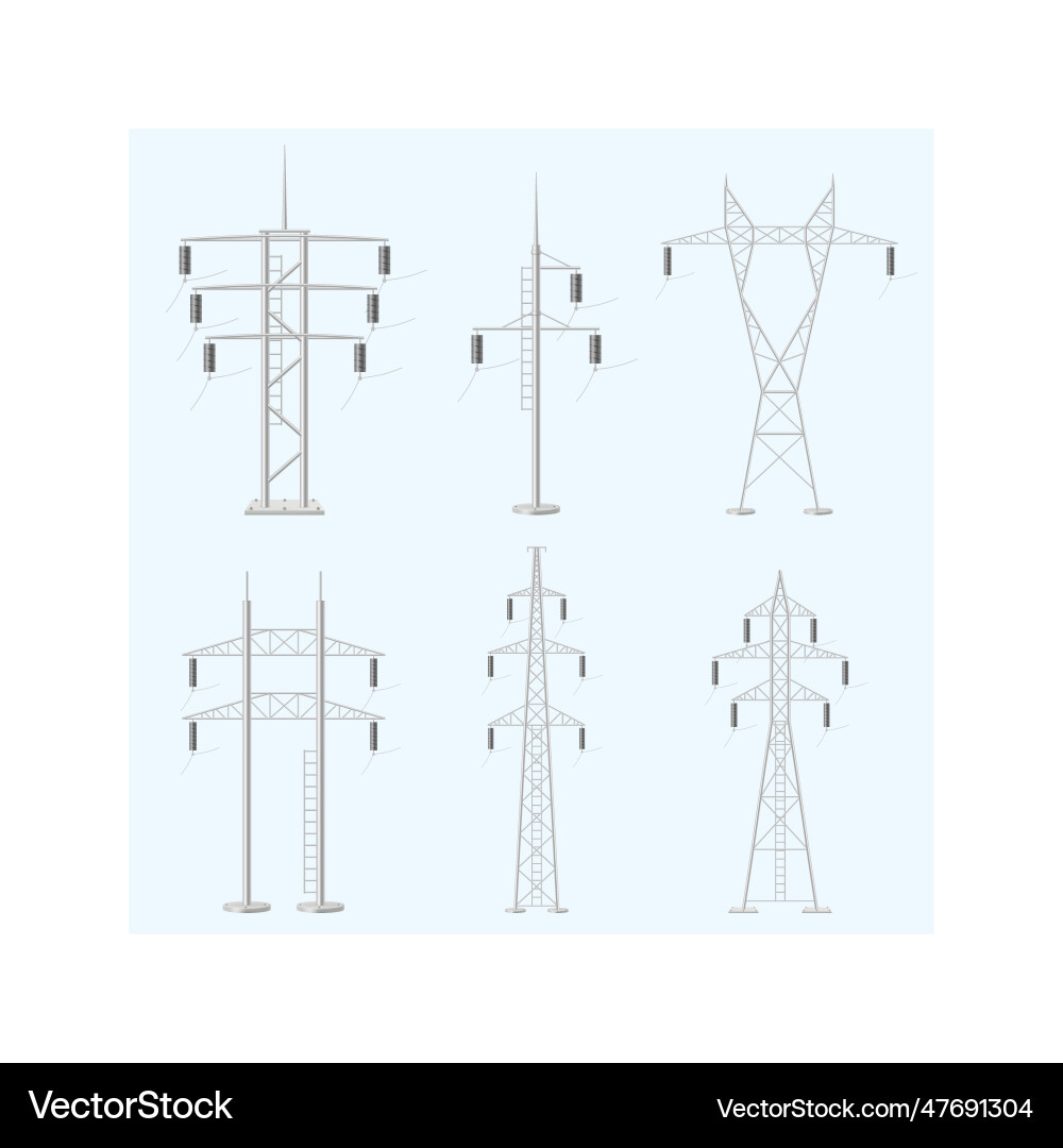 Electricity poles metal surface voltage power Vector Image