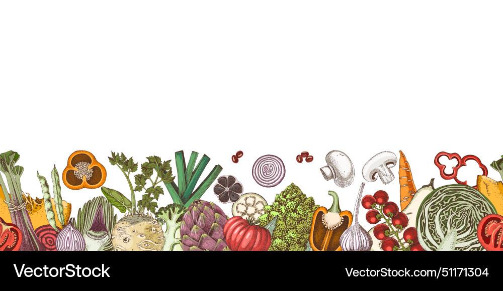 Fresh vegetables hand drawn collection Royalty Free Vector