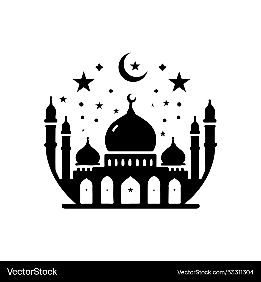 Islamic mosque silhouette Royalty Free Vector Image