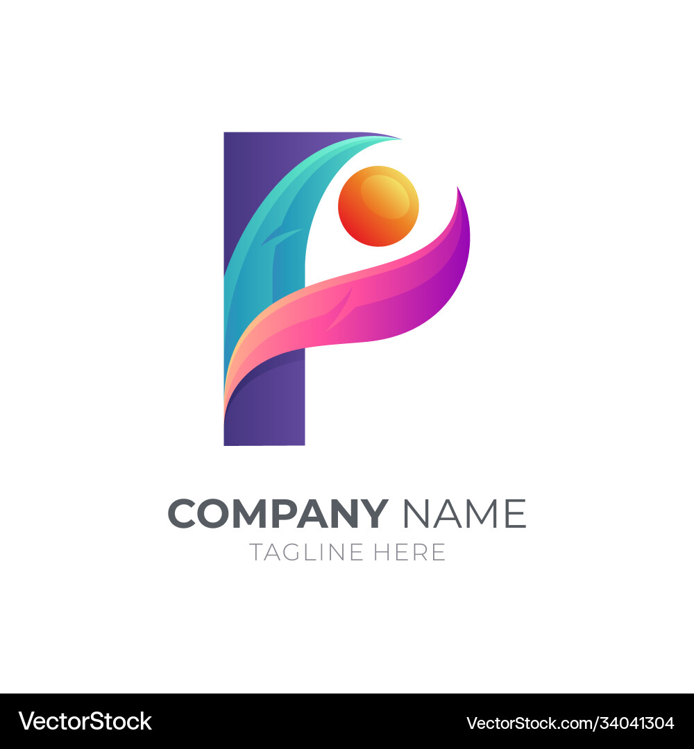 Letter p people logo Royalty Free Vector Image