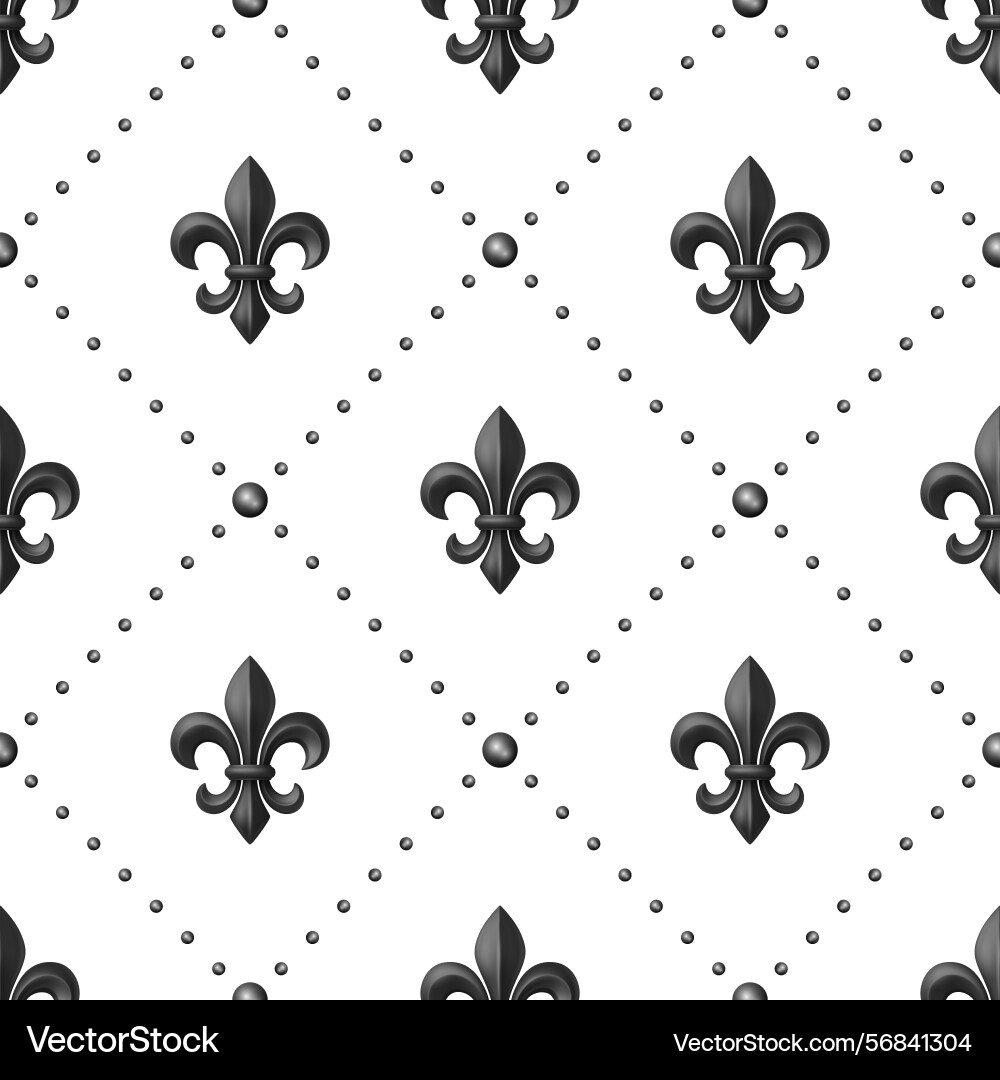 Luxury fleur-de-lis seamless pattern black Vector Image