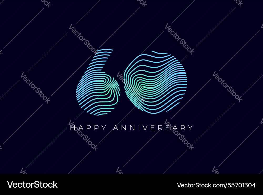 Numeric design with line curve 60th happy Vector Image
