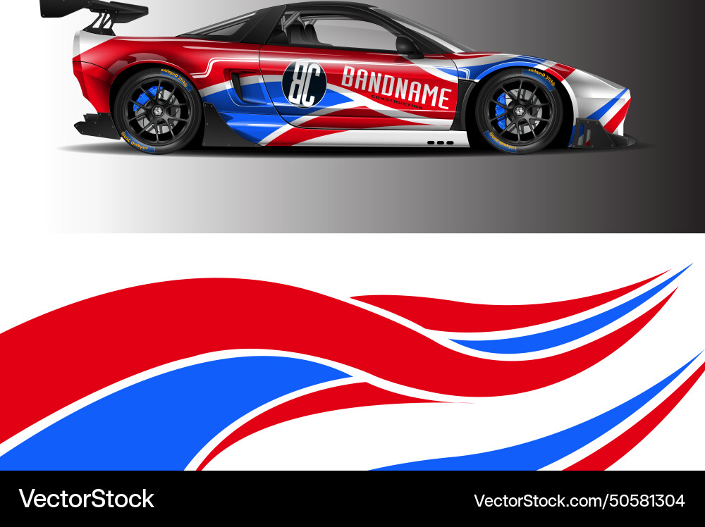 Professional stunting and unique racing car wrap Vector Image