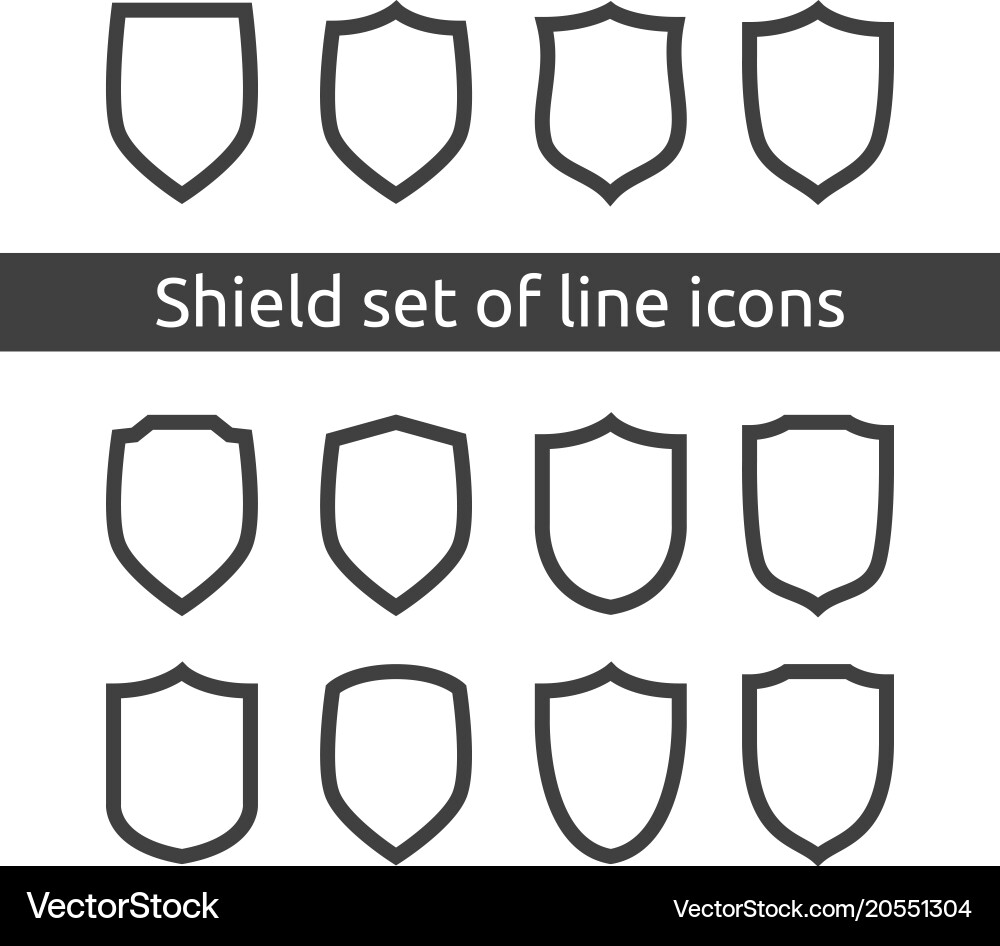 Shield logo symbol icon set with outline line Vector Image