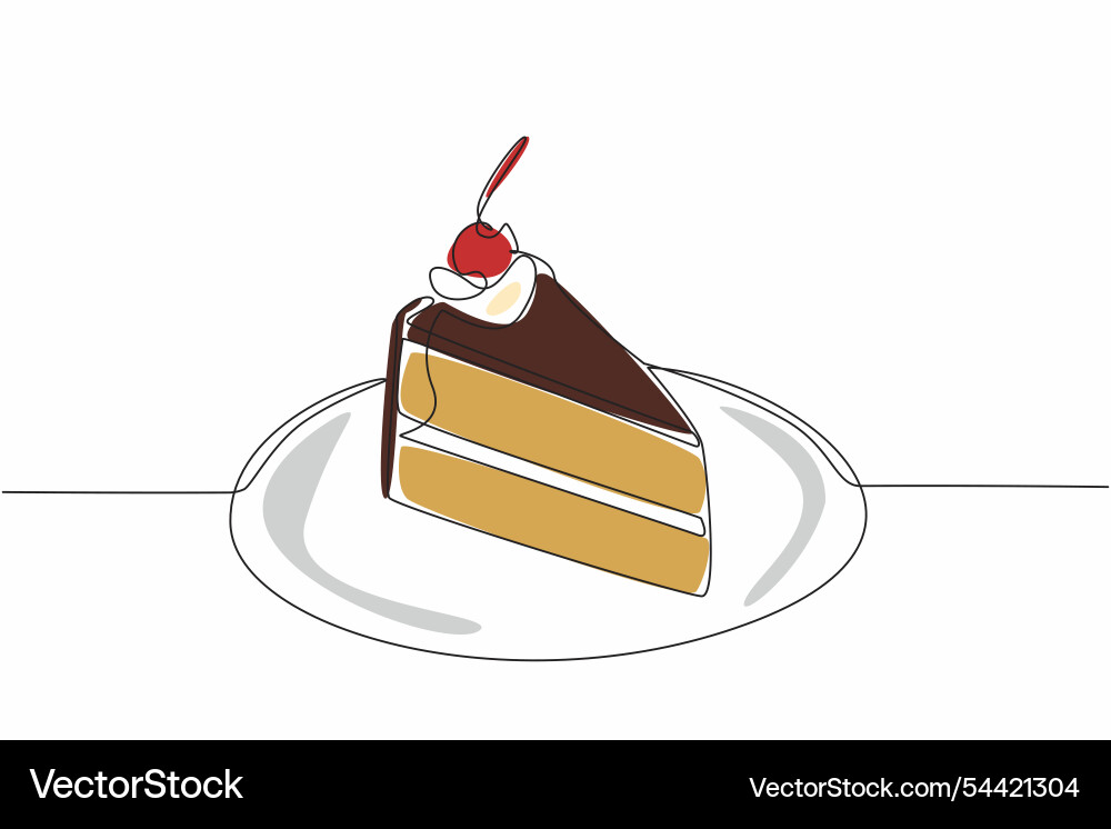 Single continuous line drawing slices Royalty Free Vector