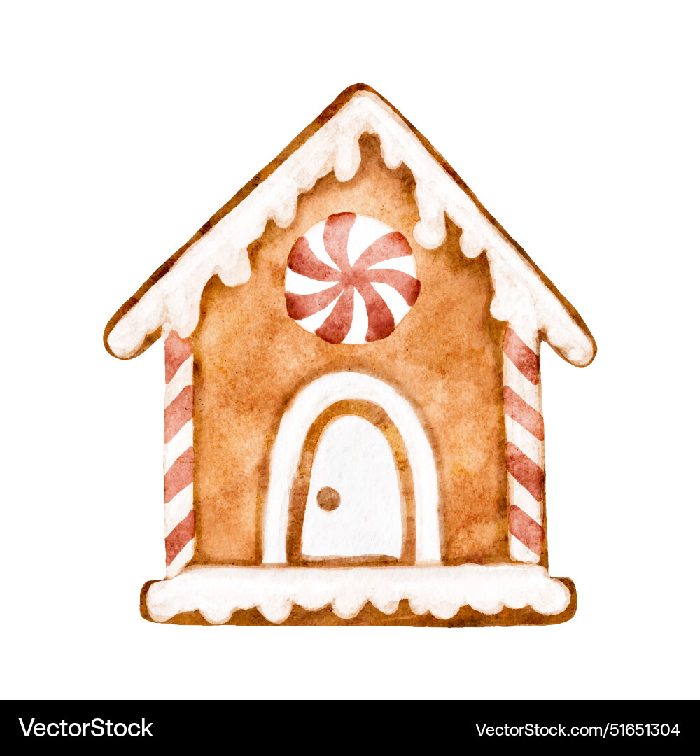 Watercolor gingerbread house christmas cookie – Royalty-Free Vector ...