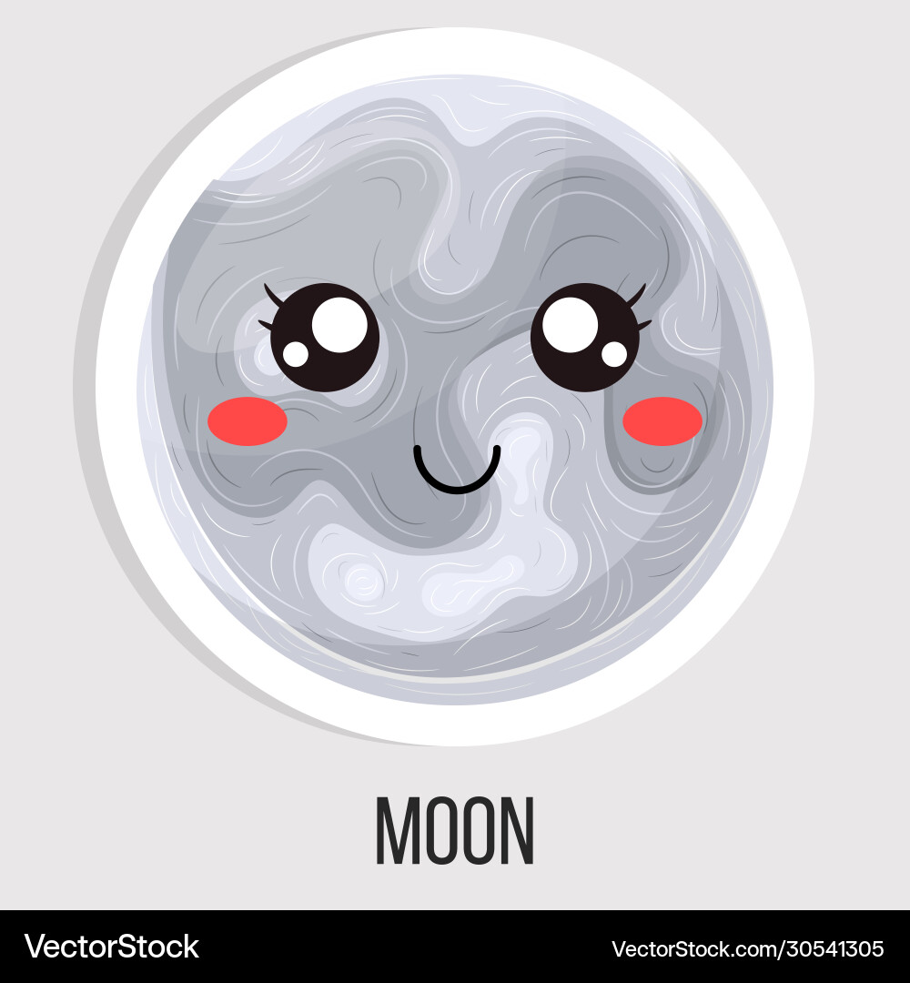 Cartoon cute moon isolated on white background Vector Image