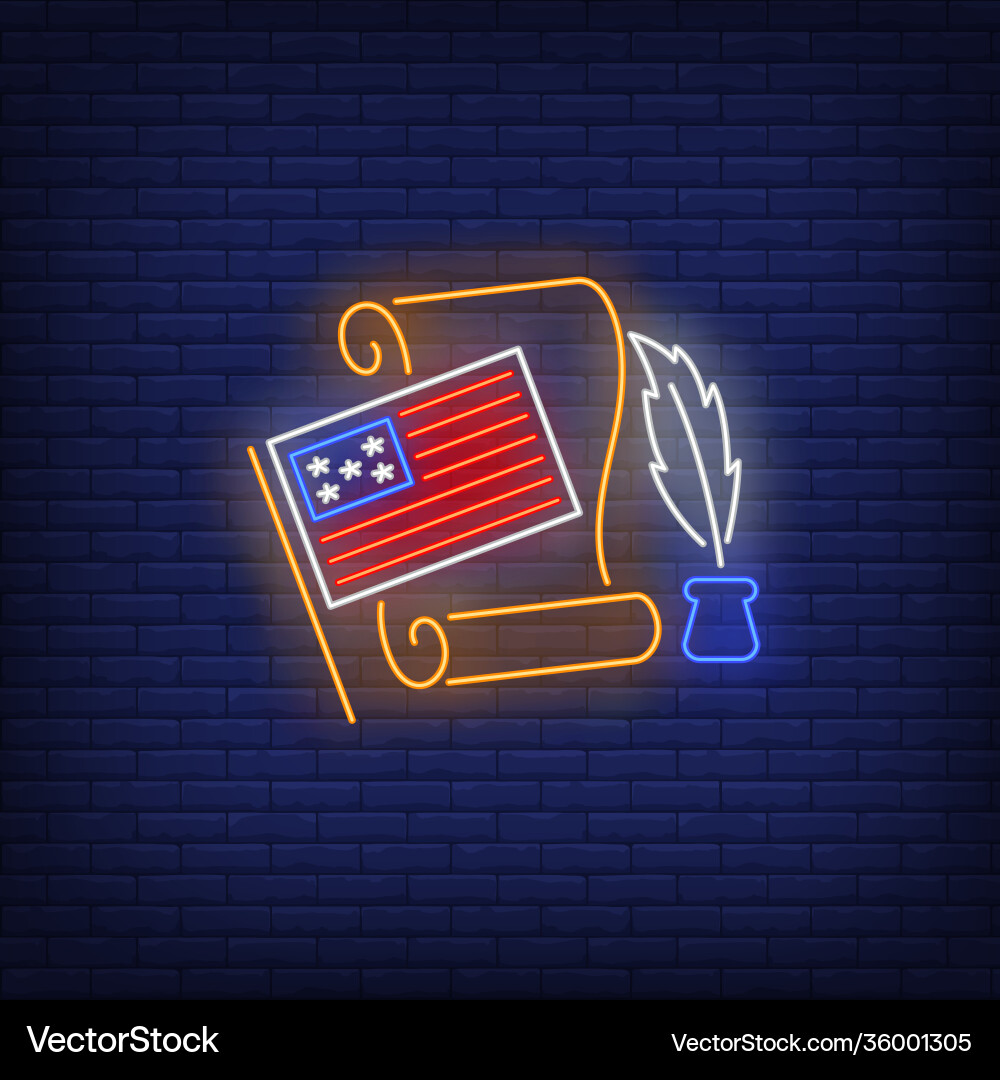 Declaration independence neon sign Royalty Free Vector Image