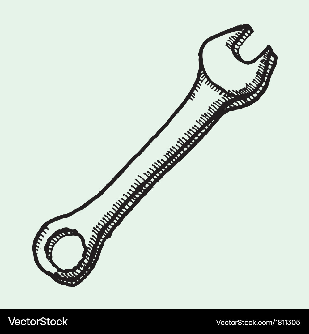 Drawing of wrench Royalty Free Vector Image - VectorStock