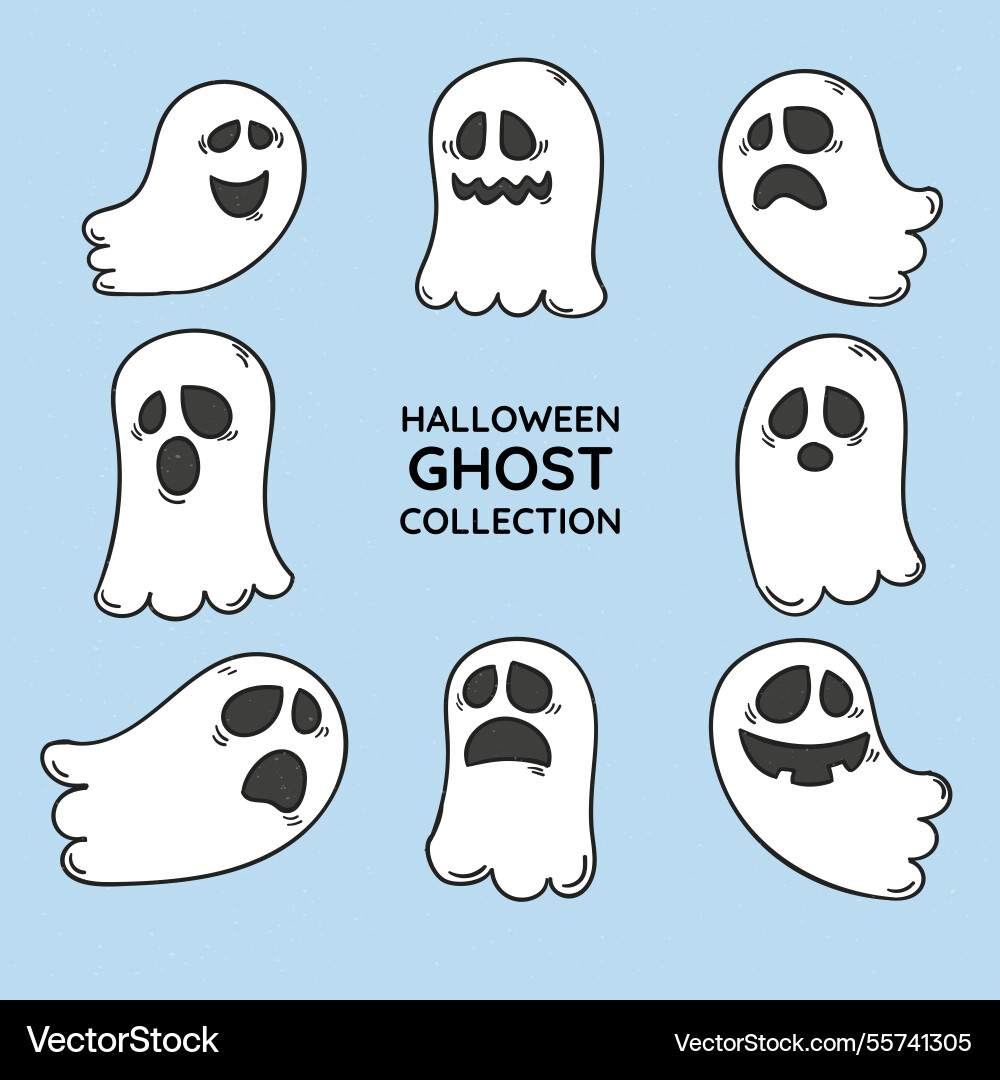 Halloween ghost set Royalty Free Vector Image - VectorStock