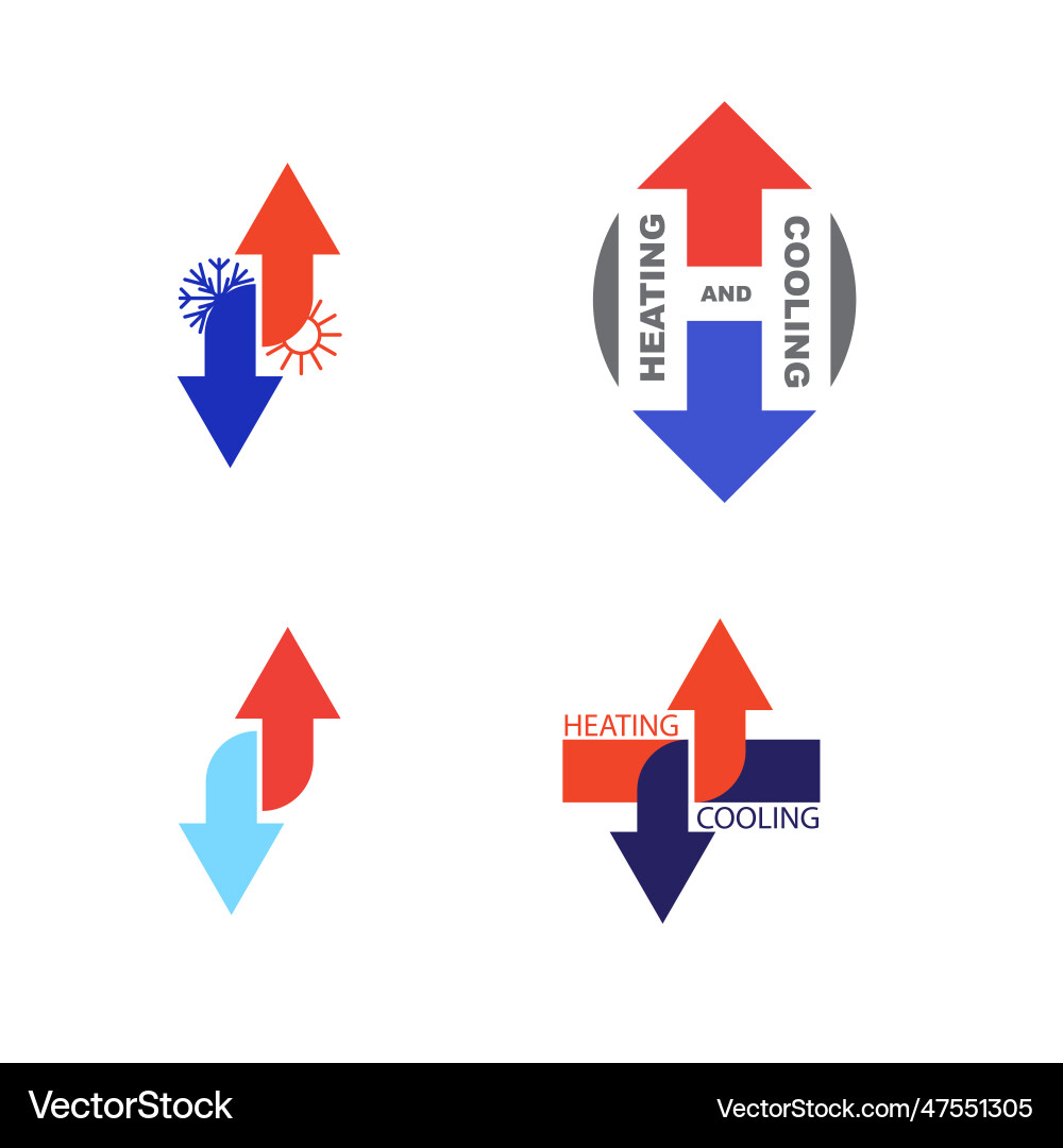 Heating and cooling arrows set Royalty Free Vector Image