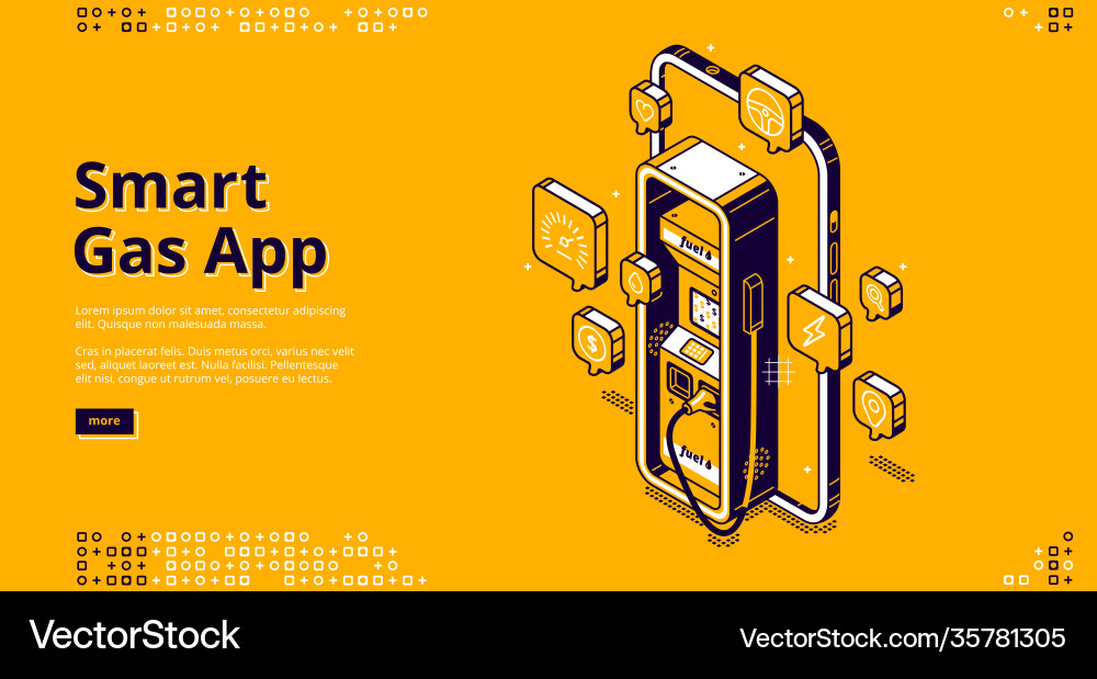 Landing page smart gas app Royalty Free Vector Image