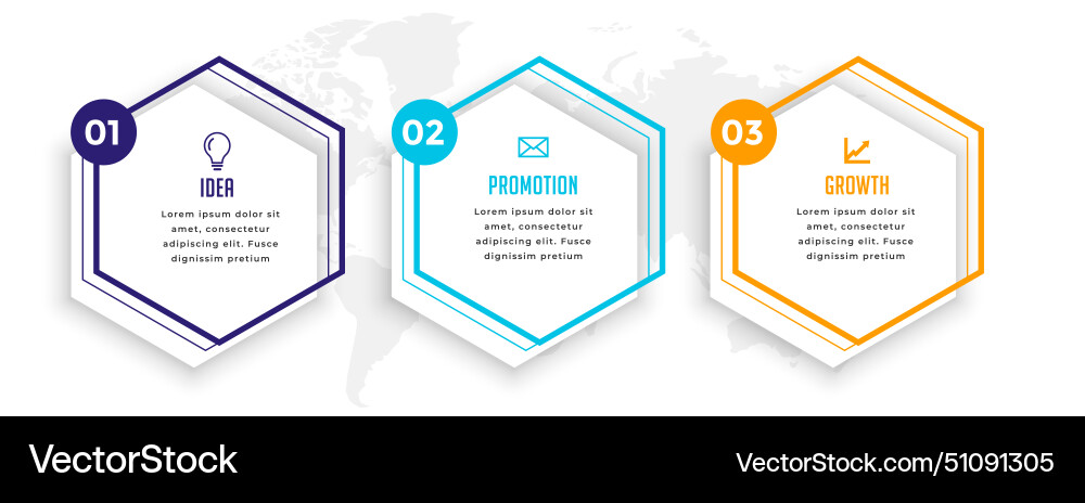Modern 3 step business marketing sequence Vector Image