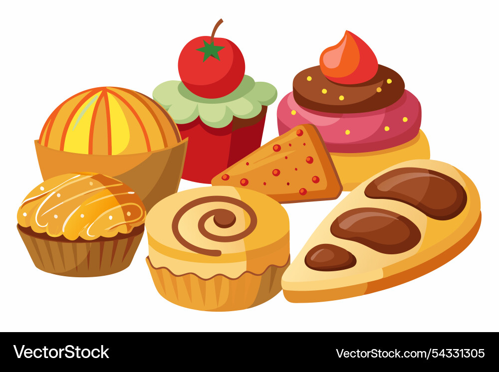 Realistic pastry and dessert isolated 2 Royalty Free Vector