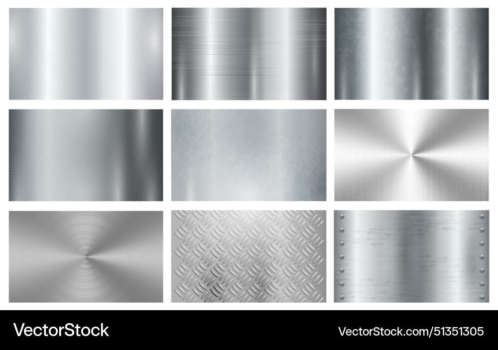 Silver metal textures chrome or iron Royalty Free Vector