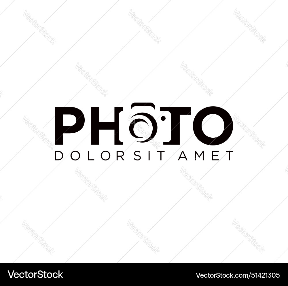 Simple camera photography logo design template Vector Image