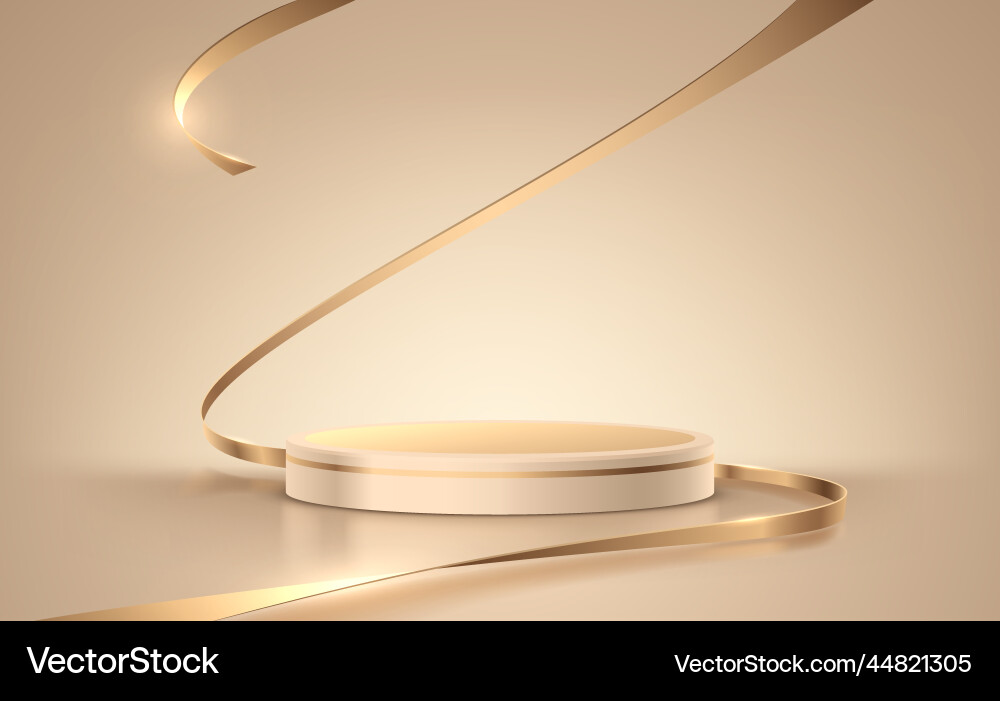 Soft golden podium with ribbons Royalty Free Vector Image