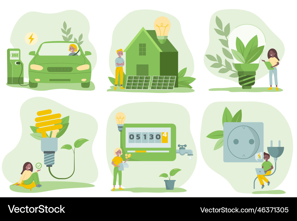 Sustainability set in flat style Royalty Free Vector Image
