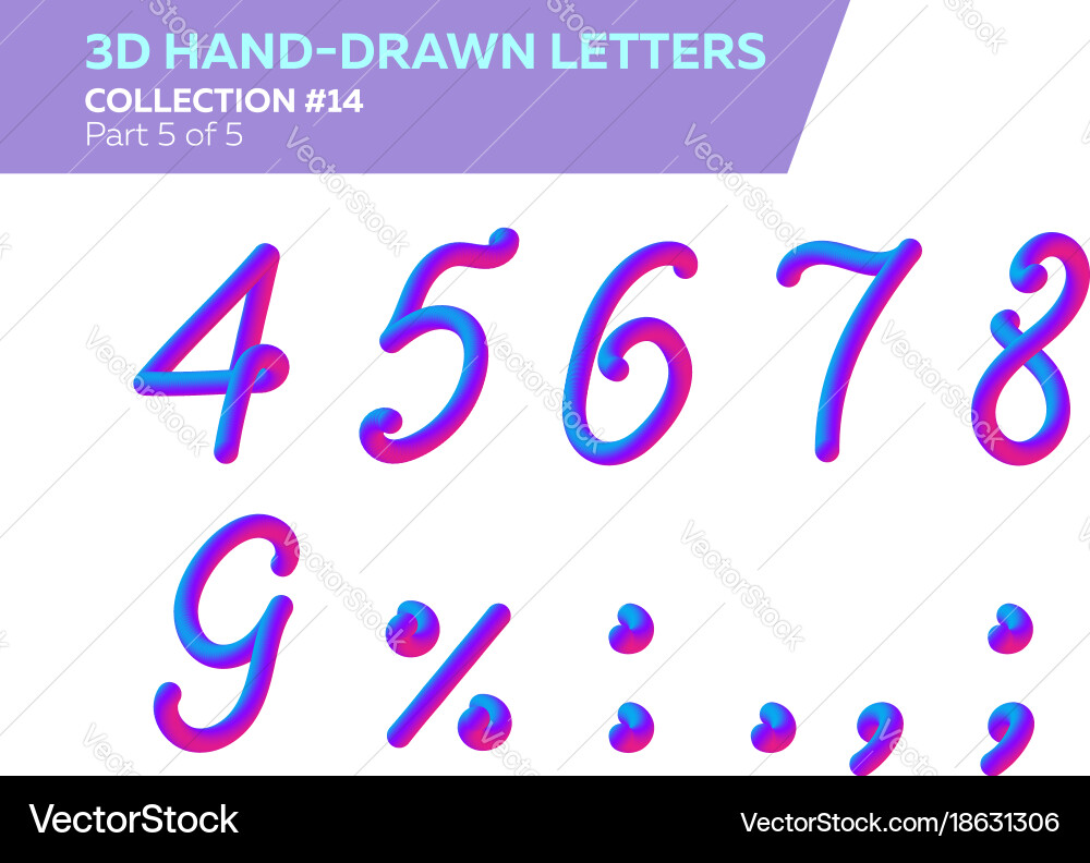 3d rounded headline font neon bubble typeset Vector Image