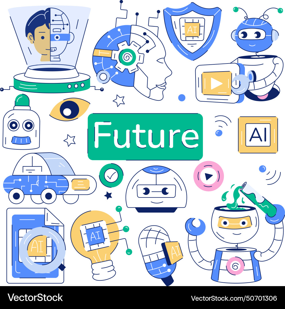 Ai innovations hand drawn Royalty Free Vector Image