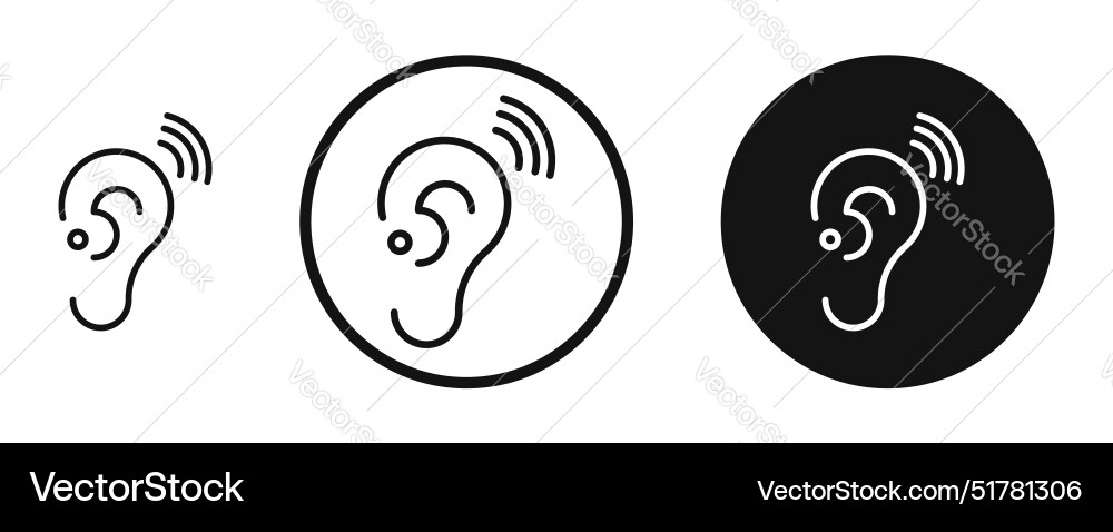 Assistive listening systems icon set ear hear aid Vector Image