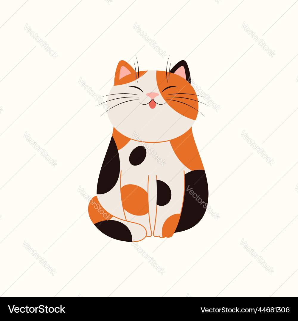 Calico Cat - Vietnamese Zodiac Symbol Royalty Free Vector