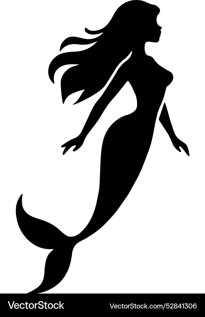 Flat design mermaid silhouette isolated on white Vector Image