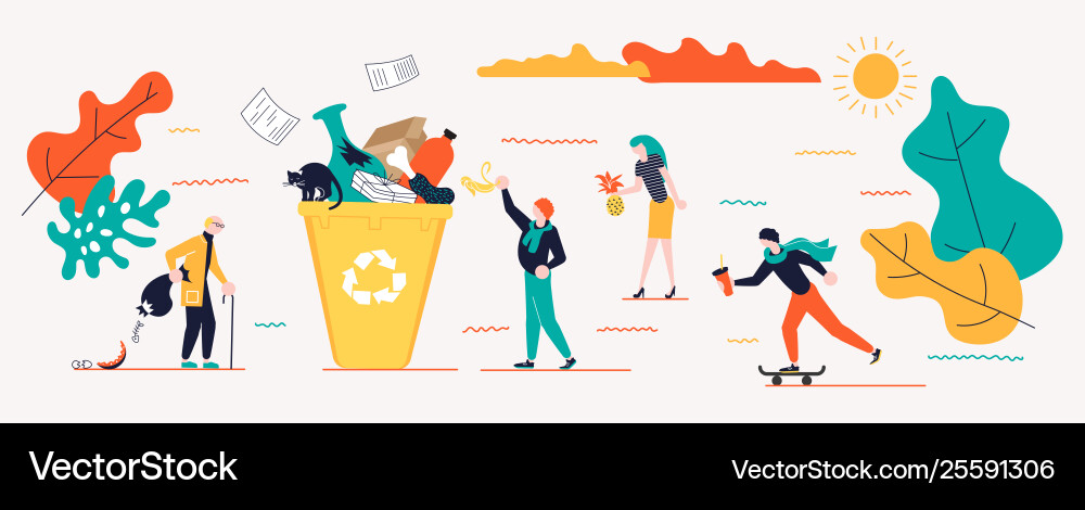 Horizontal banners template for garbage recycling Vector Image