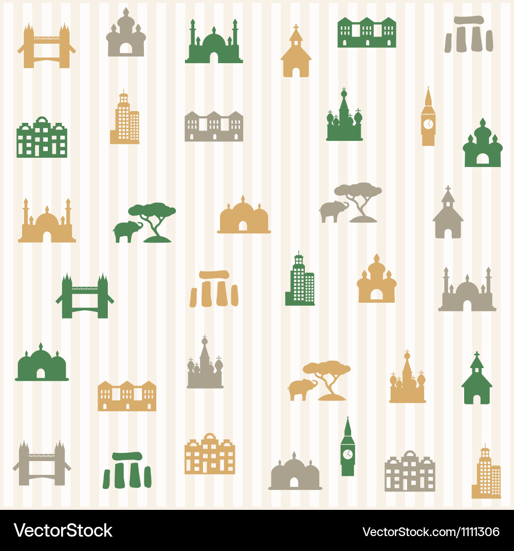 Iconic Landmarks Pattern Royalty Free Vector Image