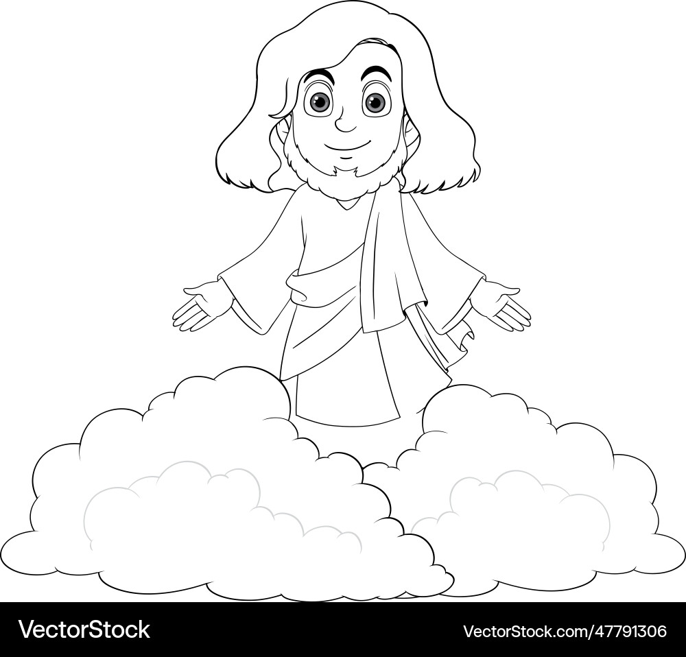 Jesus christ outline for colouring Royalty Free Vector Image