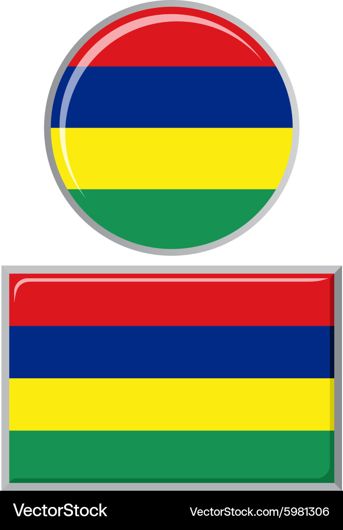 Mauritius Flag Icons - Round & Square Vector Image