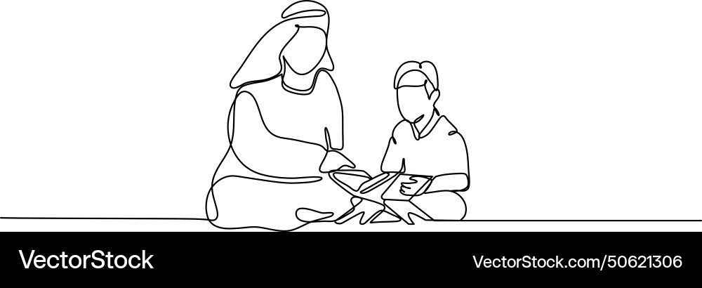 Muslim teach young children Royalty Free Vector Image