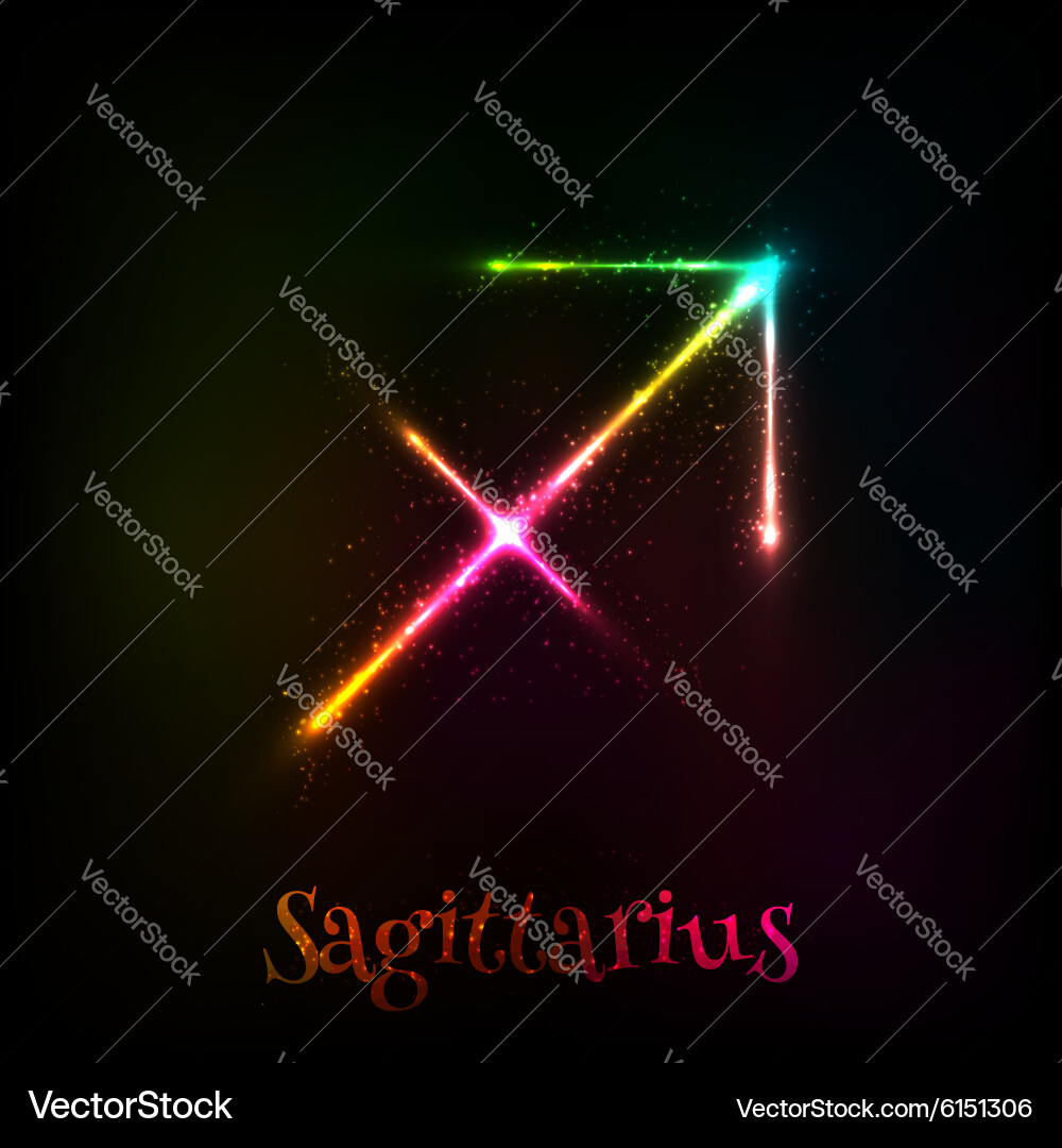 Neon Sagittarius Zodiac Symbol Royalty Free Vector Image