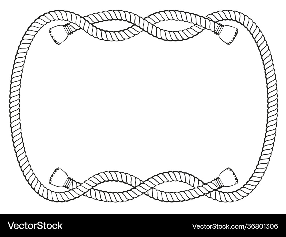 Rope knot frame black and white isolated Vector Image