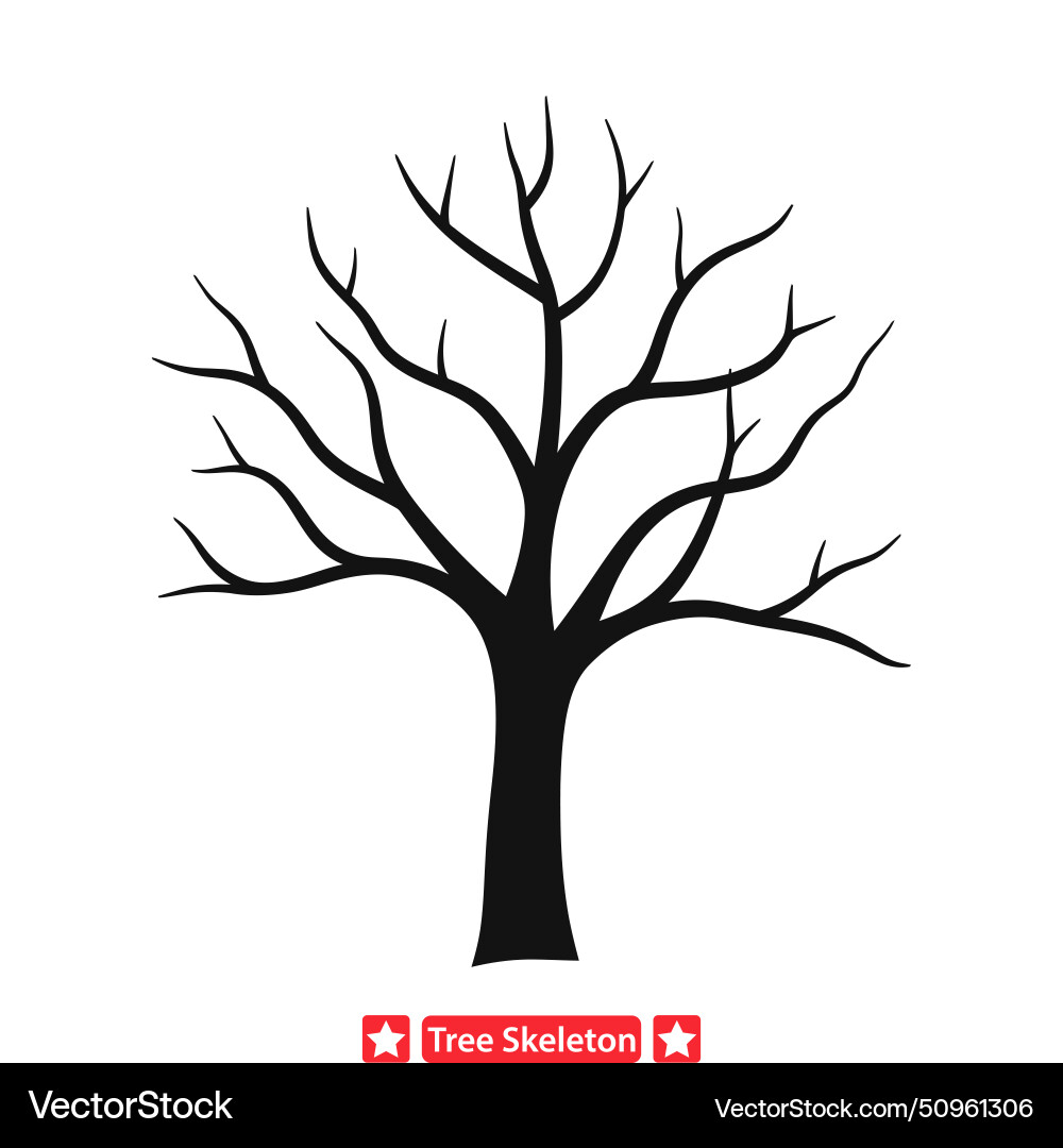 Shadows of nature enchanting tree skeleton set Vector Image