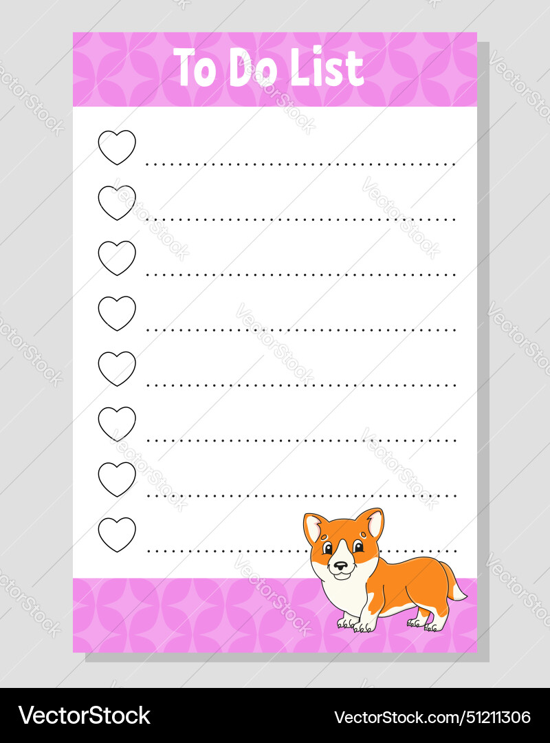 Zu tun Liste für Kinder leer Vorlage Lizenzfreier Vektor