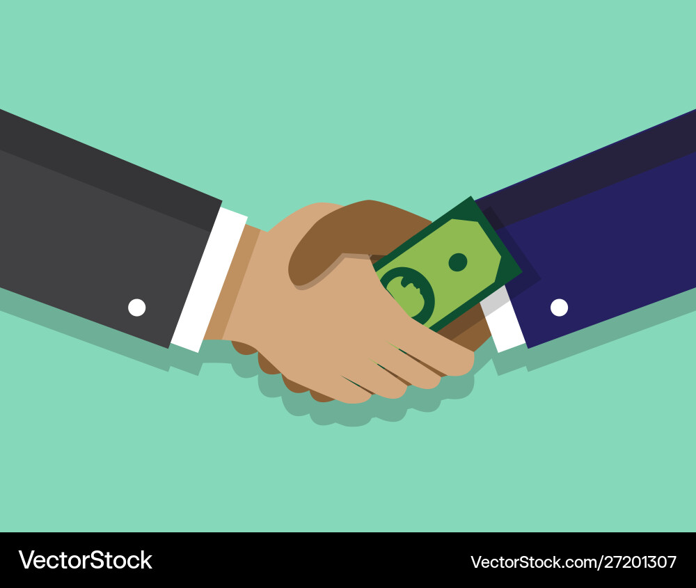 Handshake and bribe Royalty Free Vector Image - VectorStock