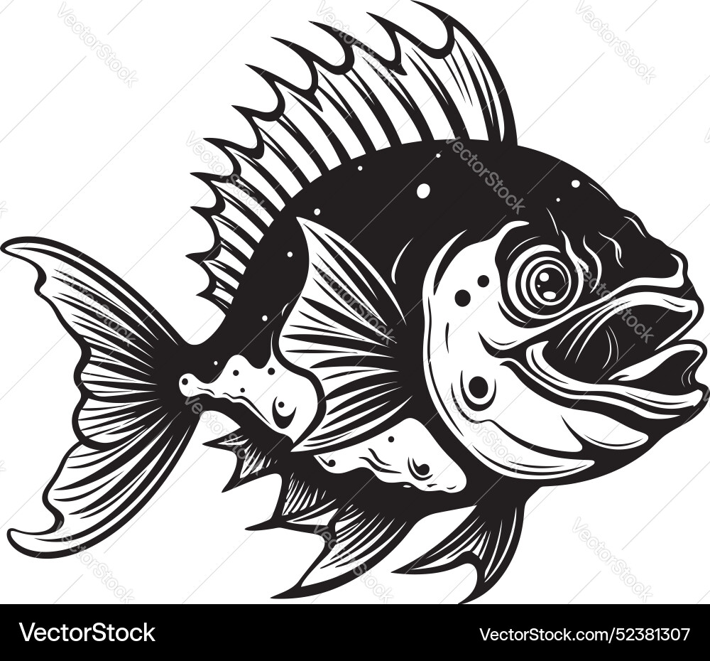 Wicked whiskers evil angler fish icon sinister Vector Image