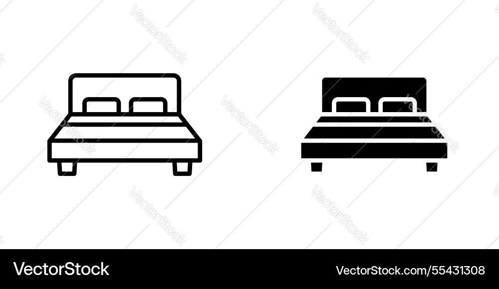 Bed icons set in filled and strokes on white Vector Image