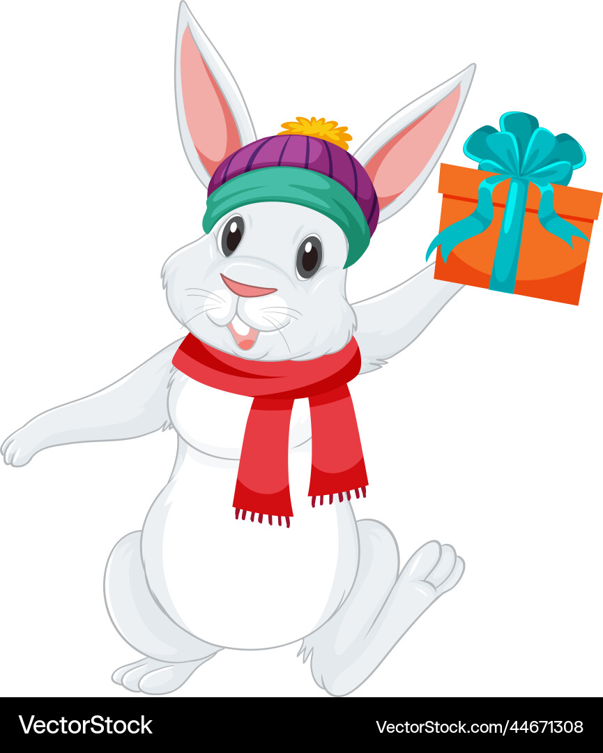 Cute white rabbit cartoon character Royalty Free Vector